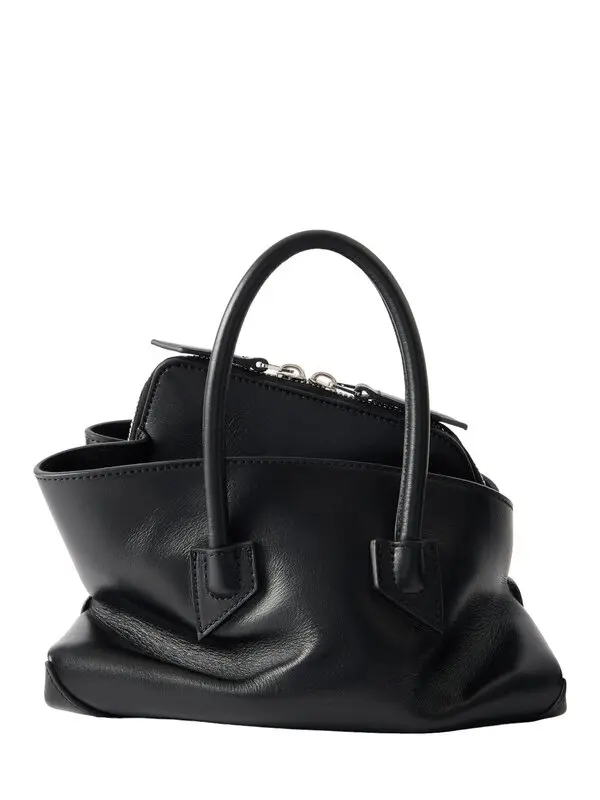 Attico La Passeggiata Mini Asymmetric Leather Tote - Black