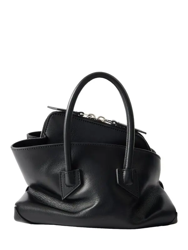 Attico La Passeggiata Mini Asymmetric Leather Tote - Black