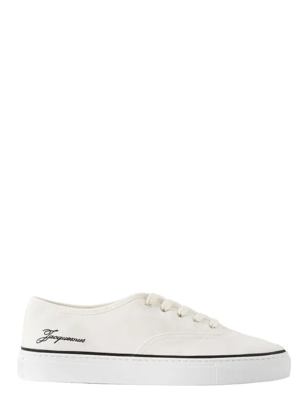 Jacquemus Le Fefe Embroidered Canvas Sneakers - Neutrals