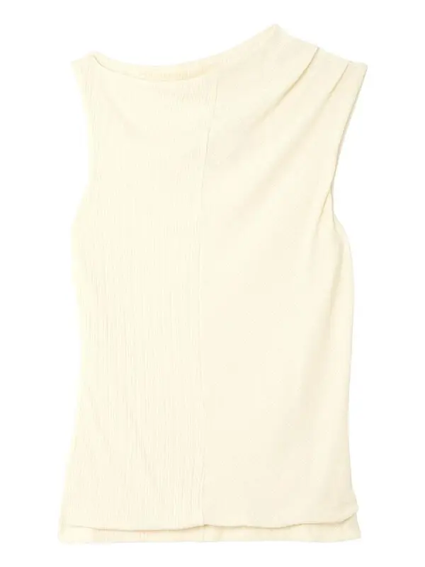 RÙADH Toga Draped Ribbed Organic Cotton And Modal-blend Top - Neutrals