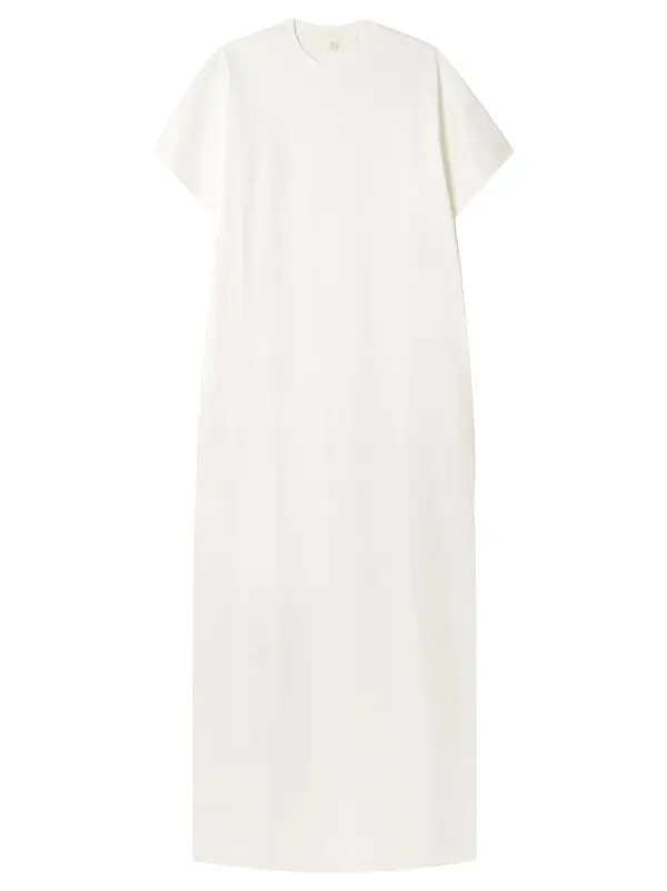 RÙADH Embroidered Organic Cotton-jersey Maxi Dress - White