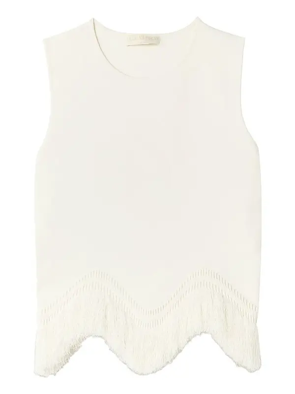 Ulla Johnson Koa Scalloped Fringed Knitted Tank - White