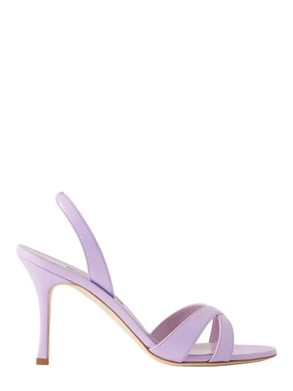 Manolo Blahnik Callasli 90 Leather Slingback Sandals - Purple