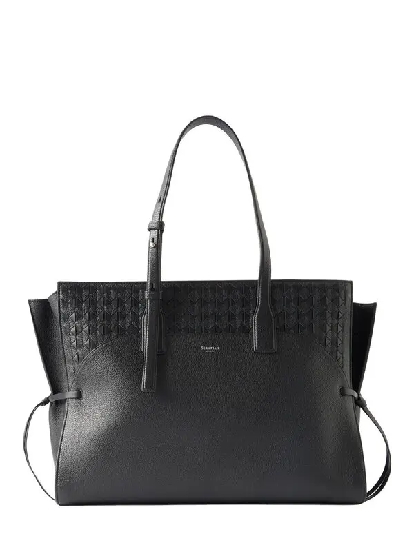 SERAPIAN Maro Large Textured-leather Tote - Black