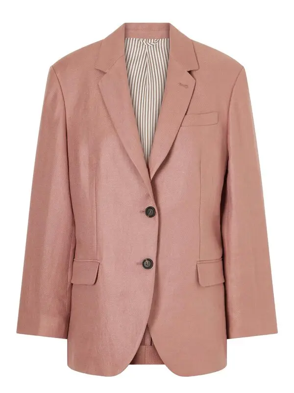 Brunello Cucinelli Single-breasted Linen-twill Blazer - Pink