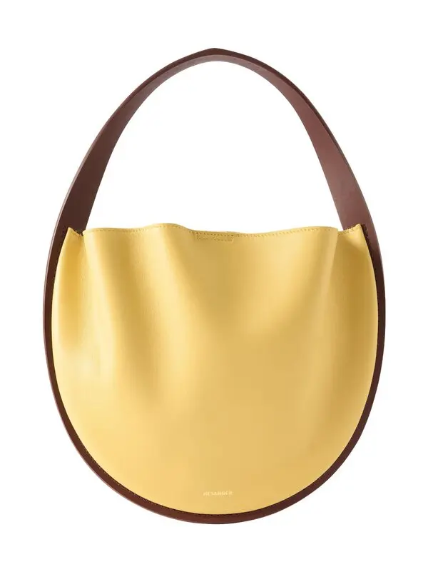 JIL SANDER Pivot Hobo Leather Shoulder Bag - Yellow