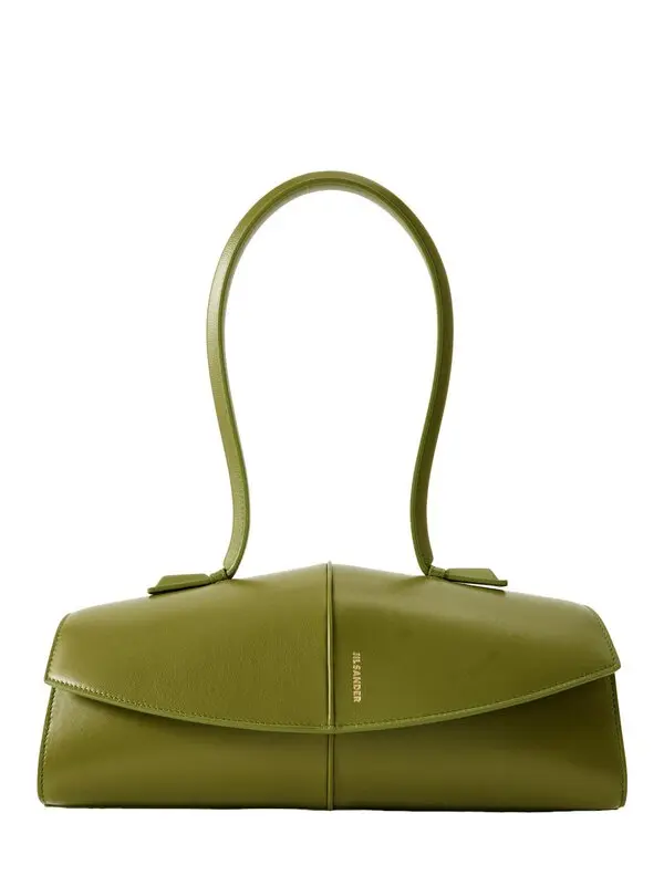 JIL SANDER Linea Leather Shoulder Bag - Green
