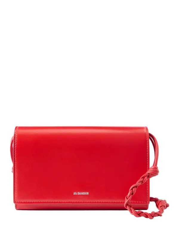 JIL SANDER Tangle Leather Shoulder Bag - Red