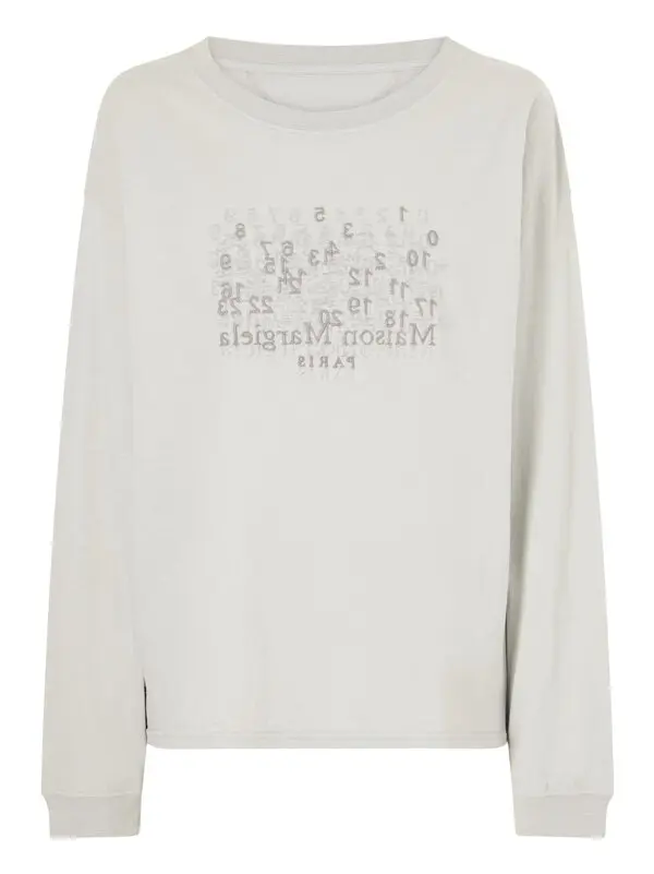 MAISON MARGIELA Logo-embroidered Cotton T-shirt - Gray