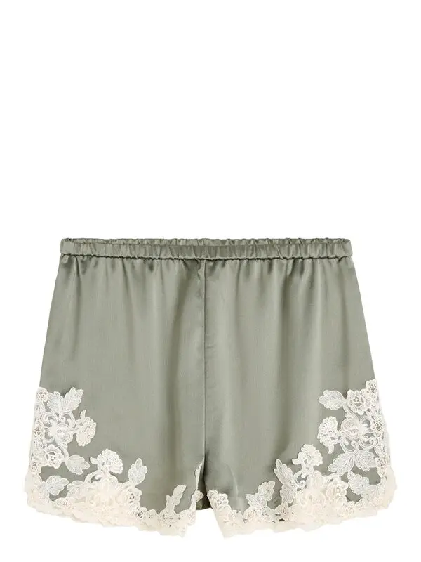 BY MALENE BIRGER Eri Satin Shorts With Lace Trims - Green