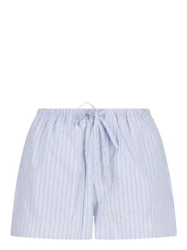 DUNST Striped Cotton Shorts - Light Blue