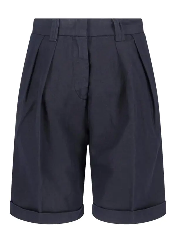 Aspesi Cotton And Linen Shorts - Blue