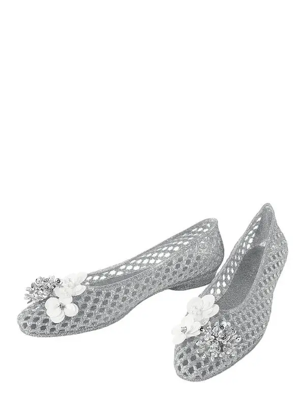 HEAVENLY JELLY Vow Sequin Flower Jelly Shoes - Silver