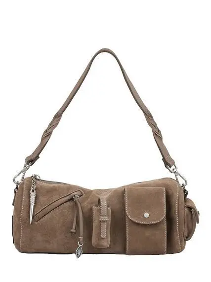Ba&sh Beni Suede Baguette Bag - Gray