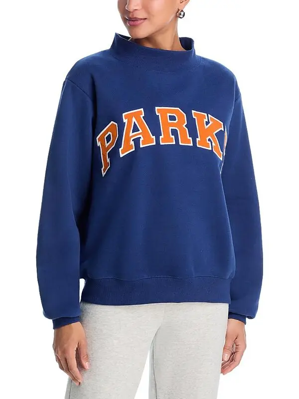 PARKE Varsity Mock Neck Sweatshirt - Denim