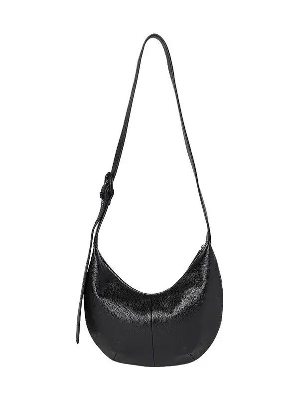 Whistles Sia Small Curved Leather Crossbody Bag - Black