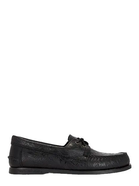 Sperry X One Of These Days Lou Boat Shoe - Black Leather Embossed
