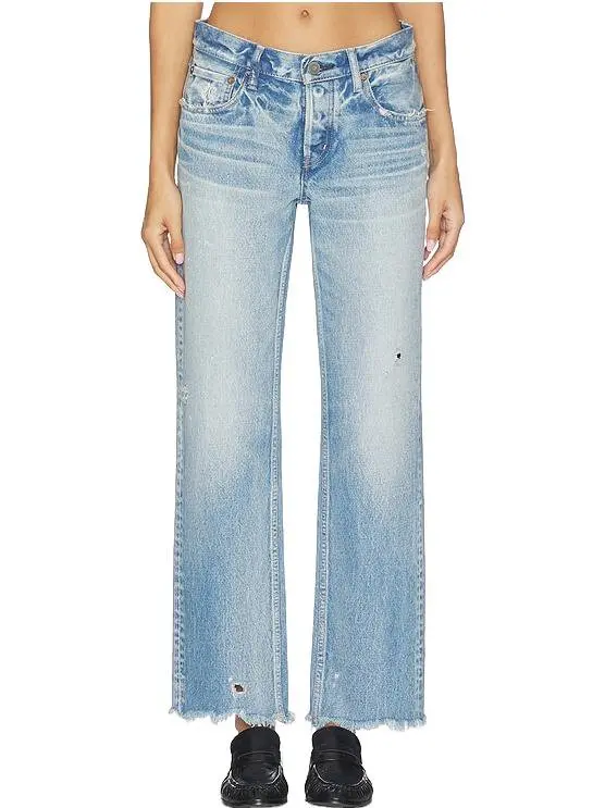 Moussy Vintage Mattapan Straight Low Rise Jeans - Light Blue