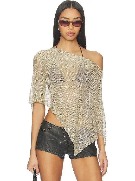 Lioness Metallic Gold Luminous Poncho - Topaz