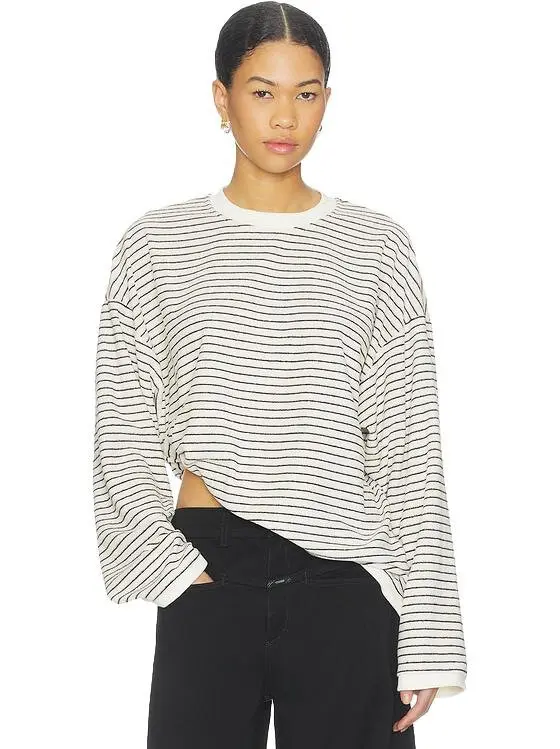 Lioness Cheri Long Sleeve Top - Cream Noir Stripe