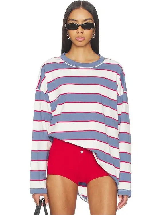 Lioness Horizon Long Sleeve Top - Dusty Blue Stripe