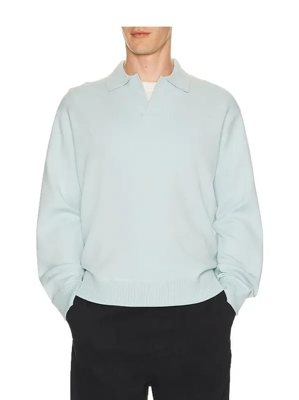 Theory Light Bilen Jonny Collar Pop Over Sweater - Light Ocean Air