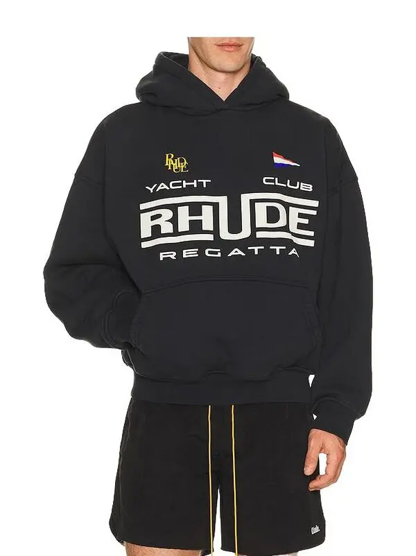Rhude Regatta Club Hoodie - Vintage Black & White