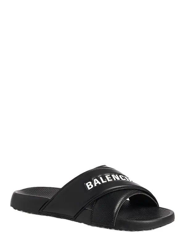 Balenciaga Crisscross Logo Slides - Noir Multi
