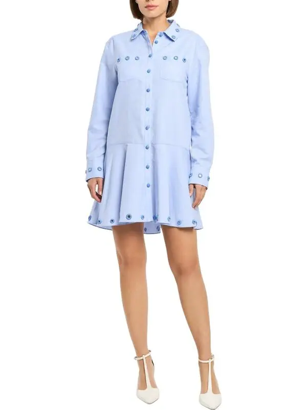 Cinq À Sept Giulia Long-sleeve Mini Dress - Rain Cloud