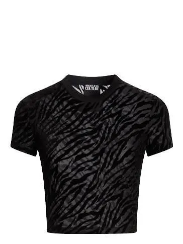 Versace Zebra-print Jersey Crop Top - Black