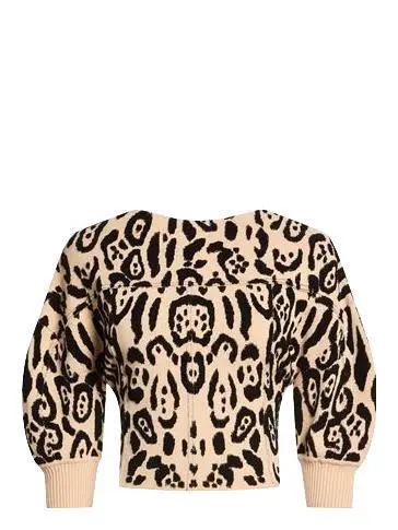 Sportmax Leopard-print Jacquard-knit Sweater - Beige