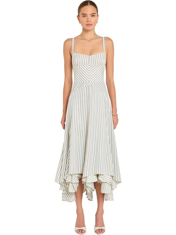 Amanda Uprichard Monterey Striped Midi Dress - Oxford Blue Stripe