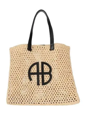 ANINE BING Raffia And Leather Handbag - Beige