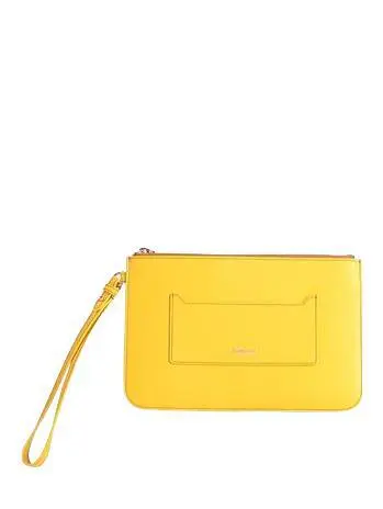 Burberry Leather Clutch With Detachable Wristlet Strap - Yellow