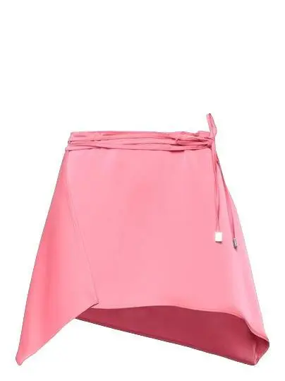 Attico Satin Mini Wrap Skirt With Self-tie Closure - Pink