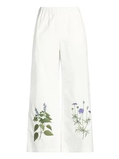 Max Mara Wide-leg Cotton-linen Poplin Pants - White
