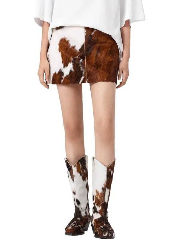 ALLSAINTS Dapple Calf Hair Miniskirt - Cow Print