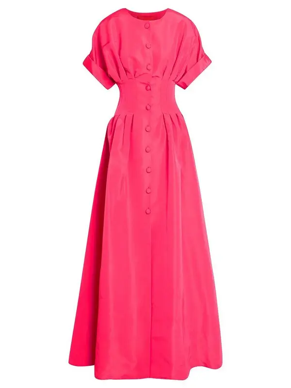 Carolina Herrera Pleated Silk-faille Gown - Fuchsia