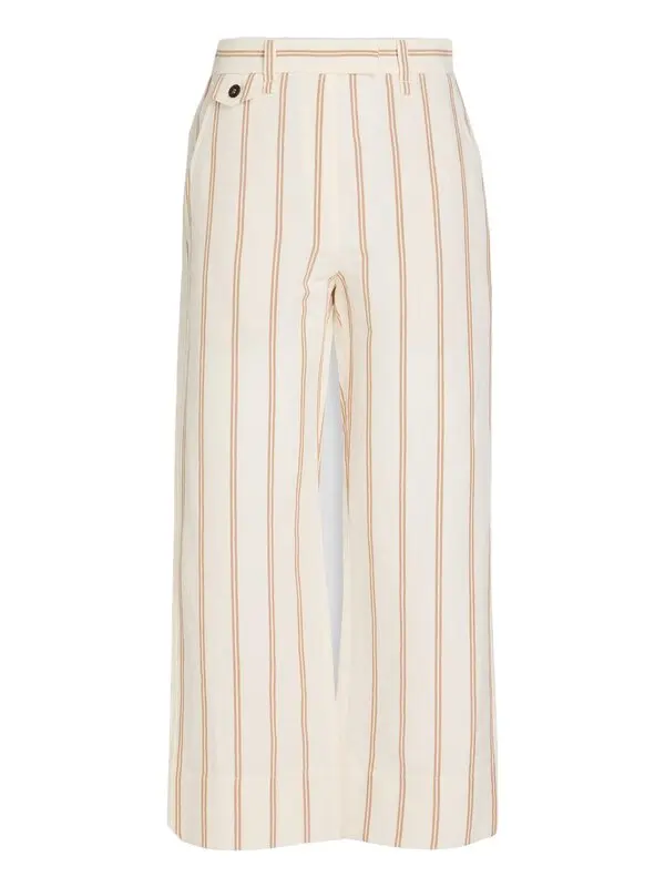 Brunello Cucinelli Striped Linen And Cotton-blend Crepe Straight-leg Pants - Ivory