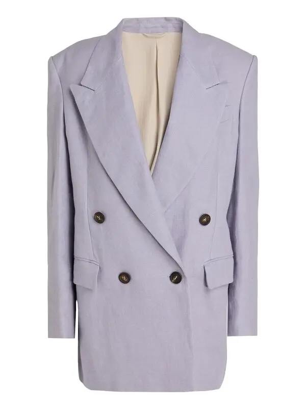 Brunello Cucinelli Double-breasted Linen And Hemp-blend Blazer - Lavender
