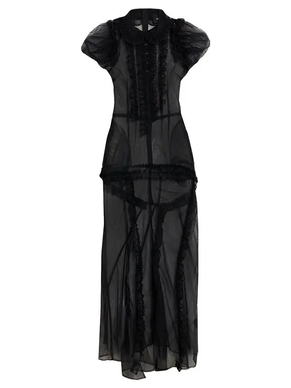 Simone Rocha Ruffled Tulle Midi Dress - Black