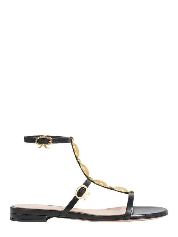 GIANVITO ROSSI Kalinda Embellished Leather Sandals - Black