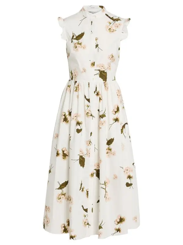 Erdem Floral-print Cotton-poplin Midi Dress - White