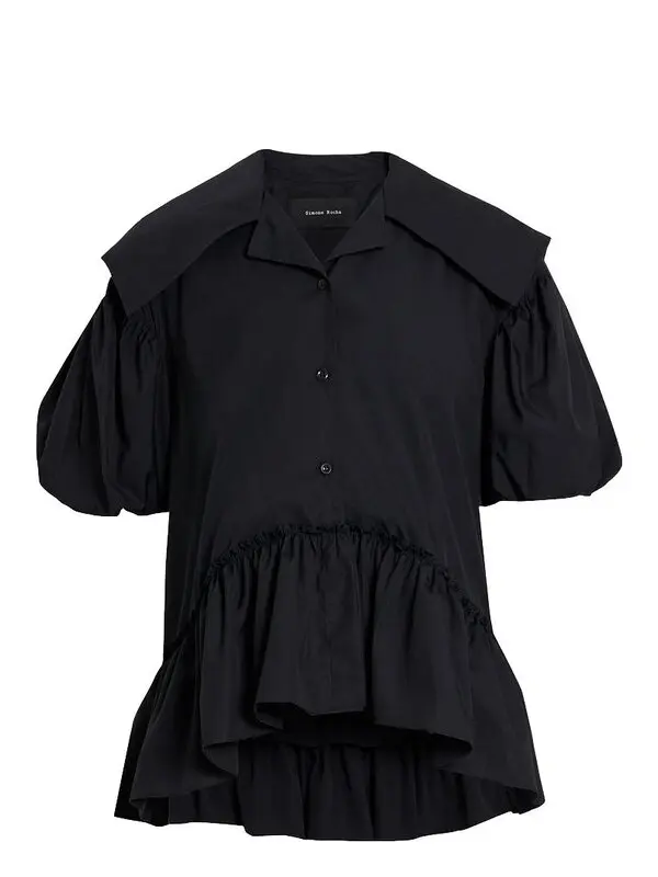 Simone Rocha Ruffled Cotton-poplin Blouse - Black