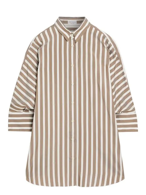 Brunello Cucinelli Striped Silk Shirt - Brown