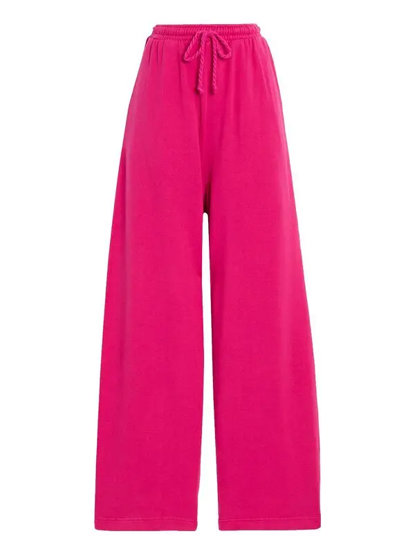 THE ELDER STATESMAN Daily Cotton And Cashmere-blend Jersey Wide-leg Pants - Fuchsia