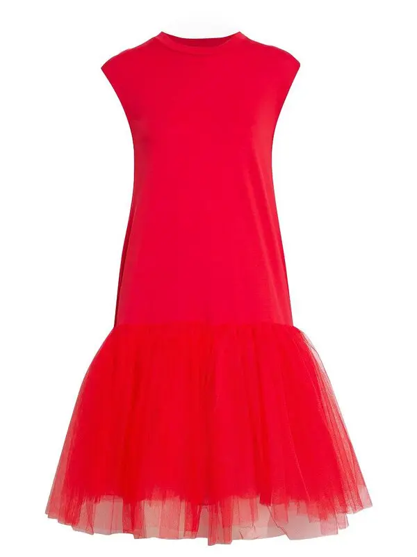 Simone Rocha Tulle And Cotton-jersey Dress - Red