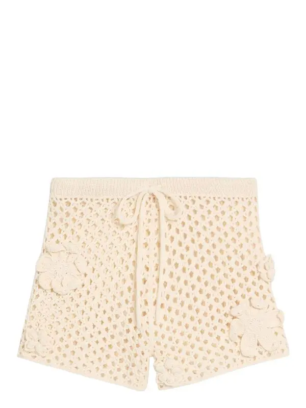 THE ELDER STATESMAN Crocheted Cotton Shorts - Ivory
