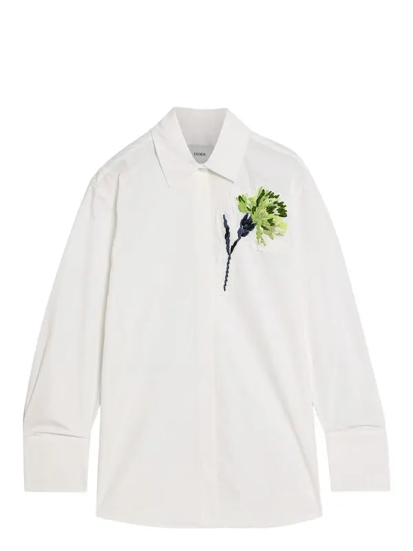 Erdem Embroidered Cotton-poplin Shirt - White