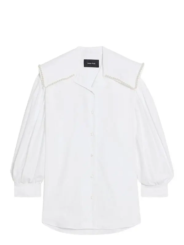 Simone Rocha Faux Pearl-embellished Cotton-poplin Shirt - White